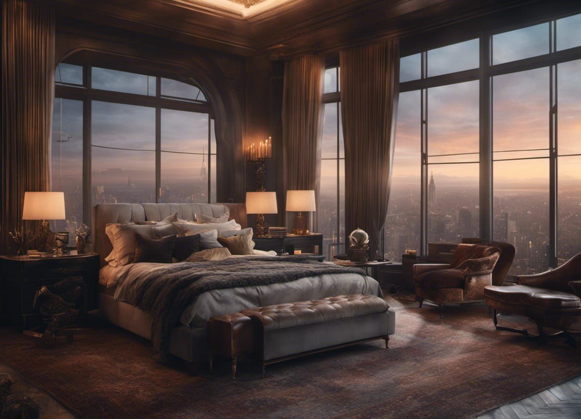 Luxury Penthouse Master Bedroom - AI Generated Artwork - NightCafe Creator