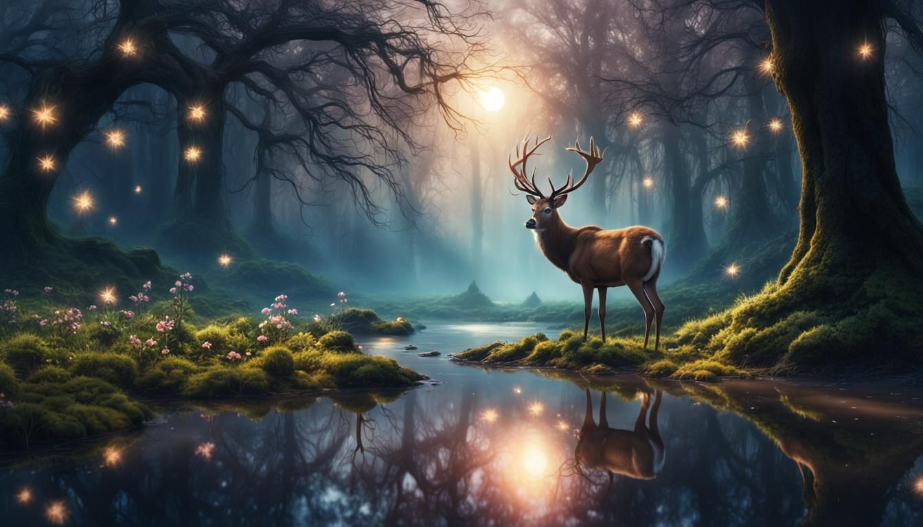 The giant magical deer god of the forest - AI Generated Artwork ...