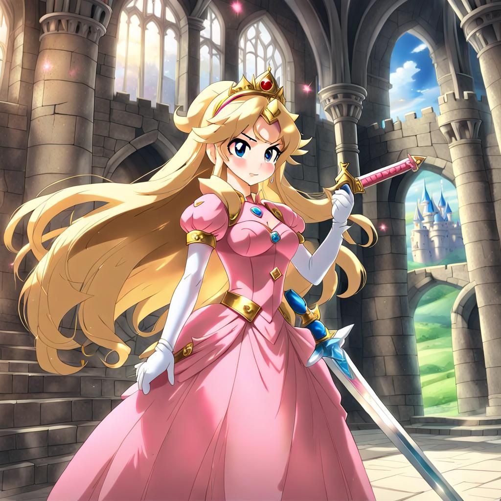 Princess Peach with a Sword - AI Generated Artwork - NightCafe Creator
