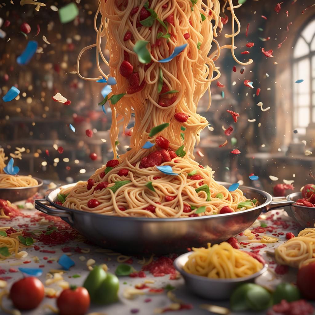 Confetti spaghetti - Italian food fight. - AI Generated Artwork ...