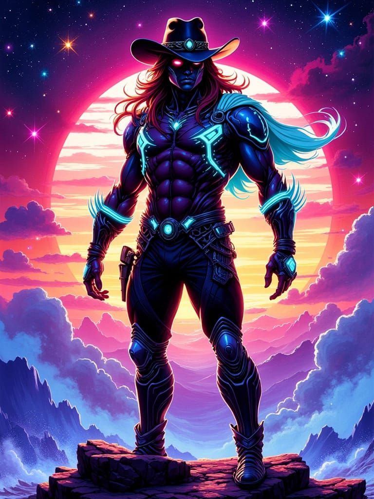 Anime Comic Style Cowboy "Dark Vivid Style" (Goblin Fantasy Flux)