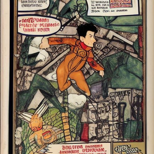 Surreal Hedgehog Comic in Expressionist Style - AI Art