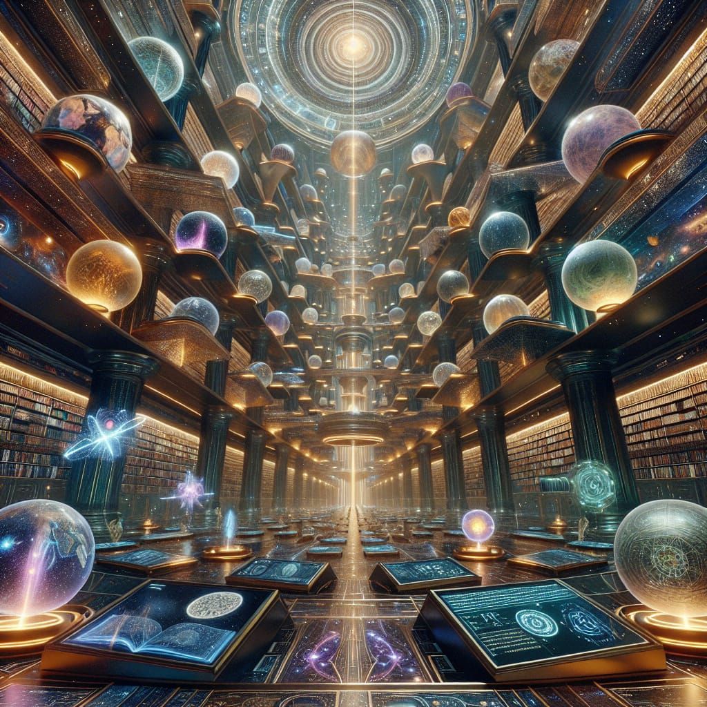 Great Galactic Library Series - Ethereal Floating Library of...