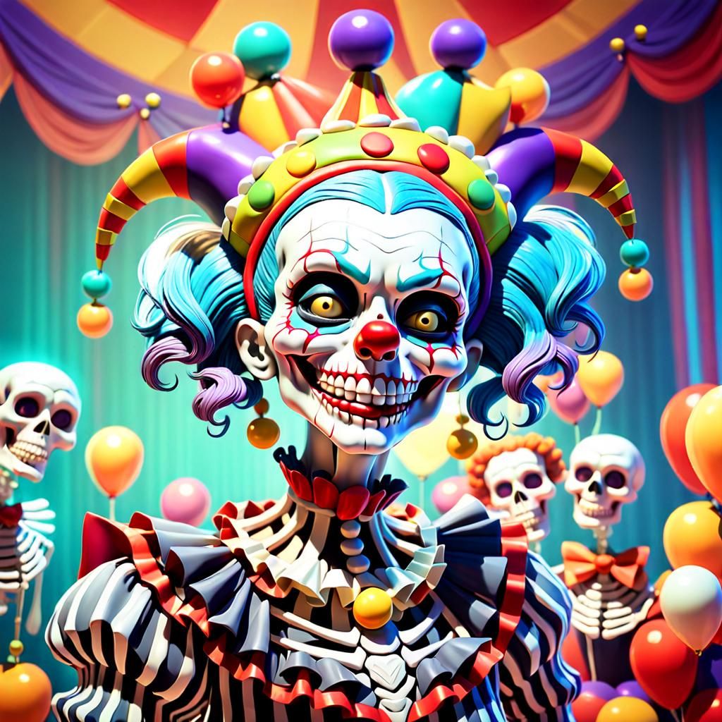 Deadly Lady in Clown Makeup - AI Art
