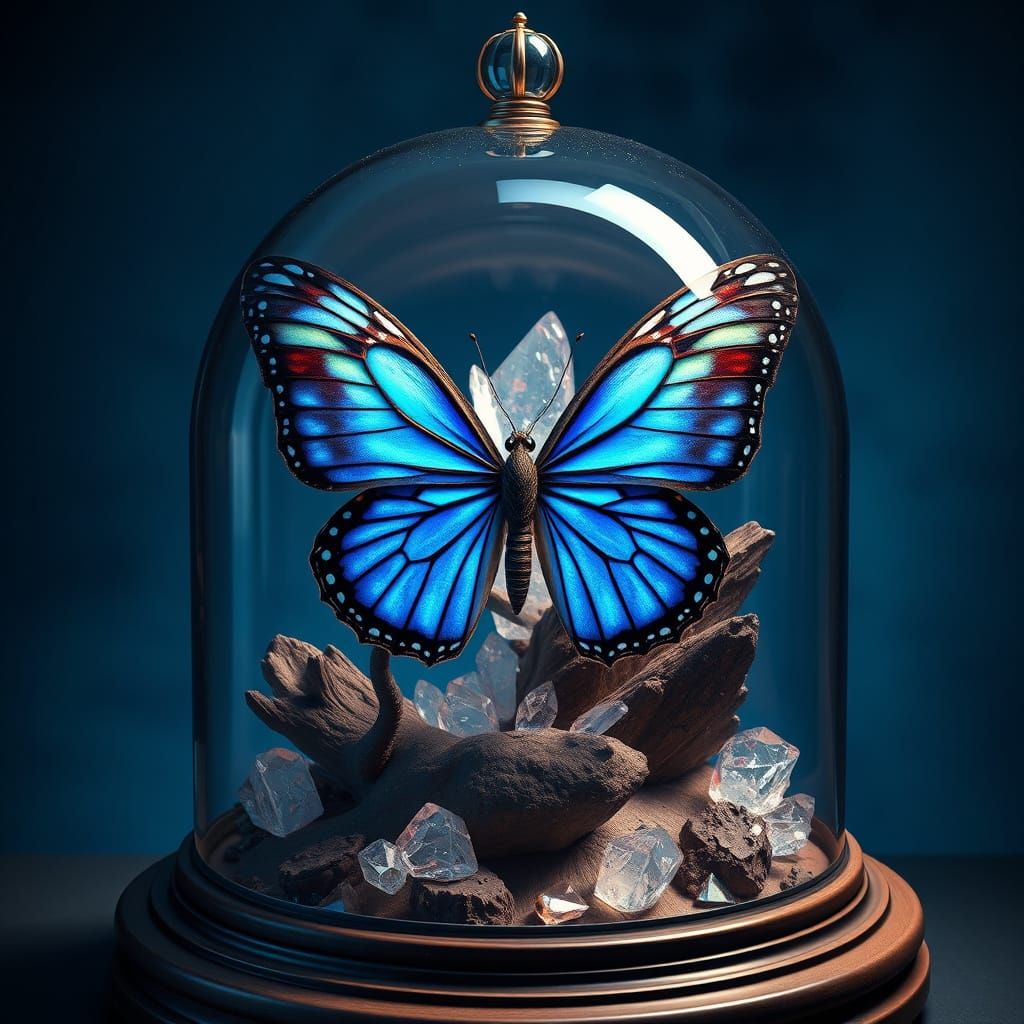 Surreal Fantasy Art of a Volt Blue Butterfly in a ... - AI Art