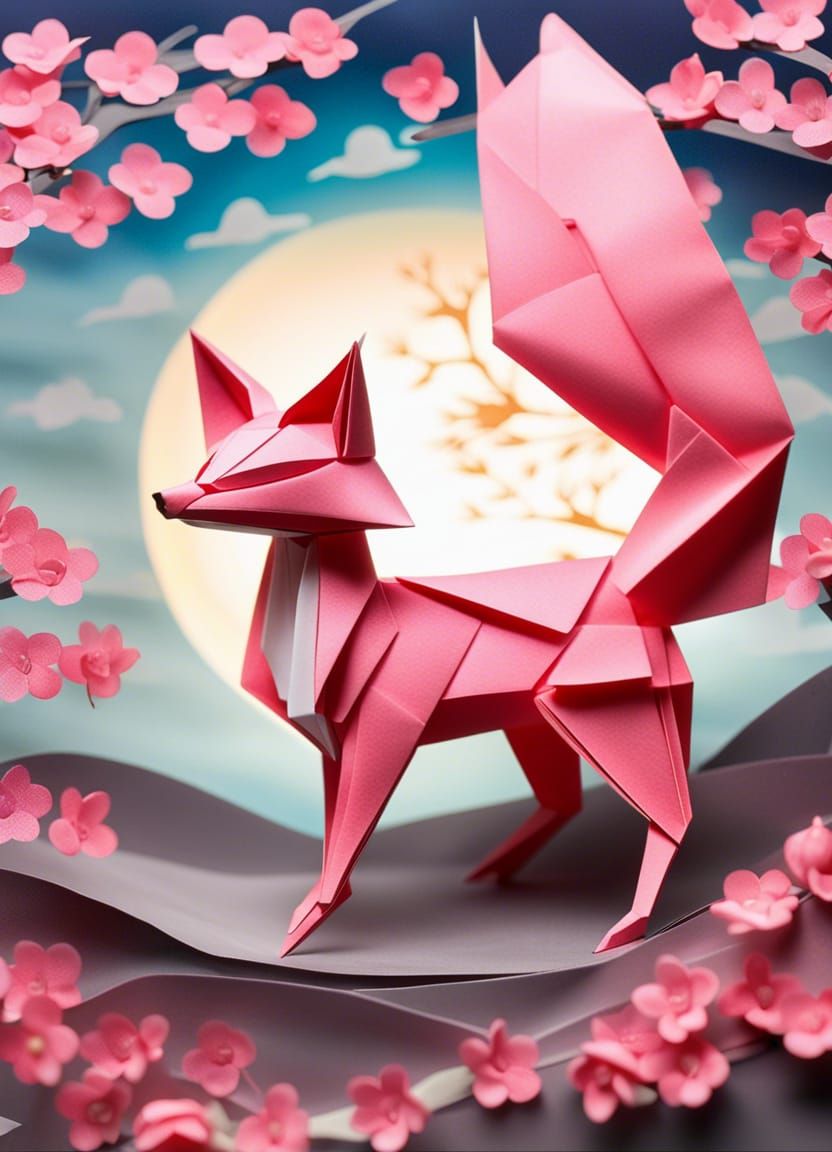 Gracefull Origami Fox - AI Generated Artwork - NightCafe Creator