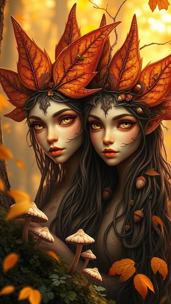 Twins - Enchanted Autumn Fae Sisters