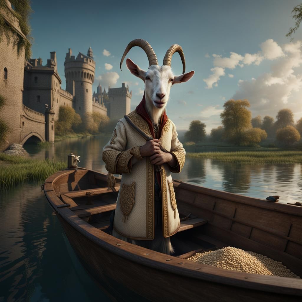 Goat in a Coat with Some Oats on a Boat Afloat in a Moat - AI Generated ...
