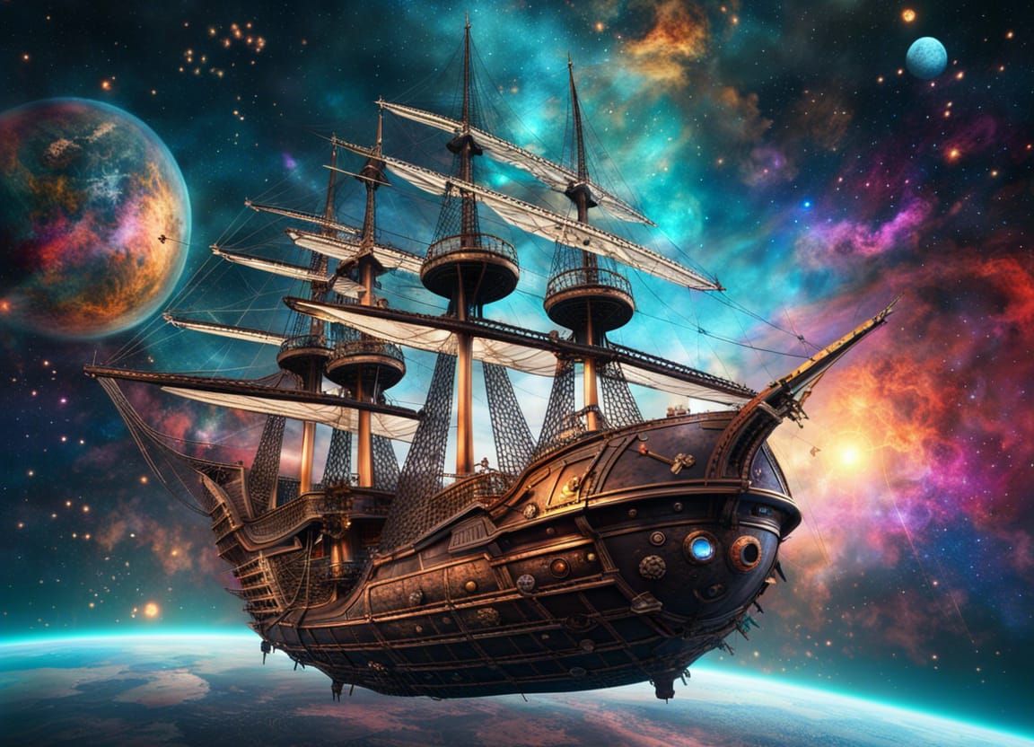 Pirate Galleon-Spaceship - AI Generated Artwork - NightCafe Creator