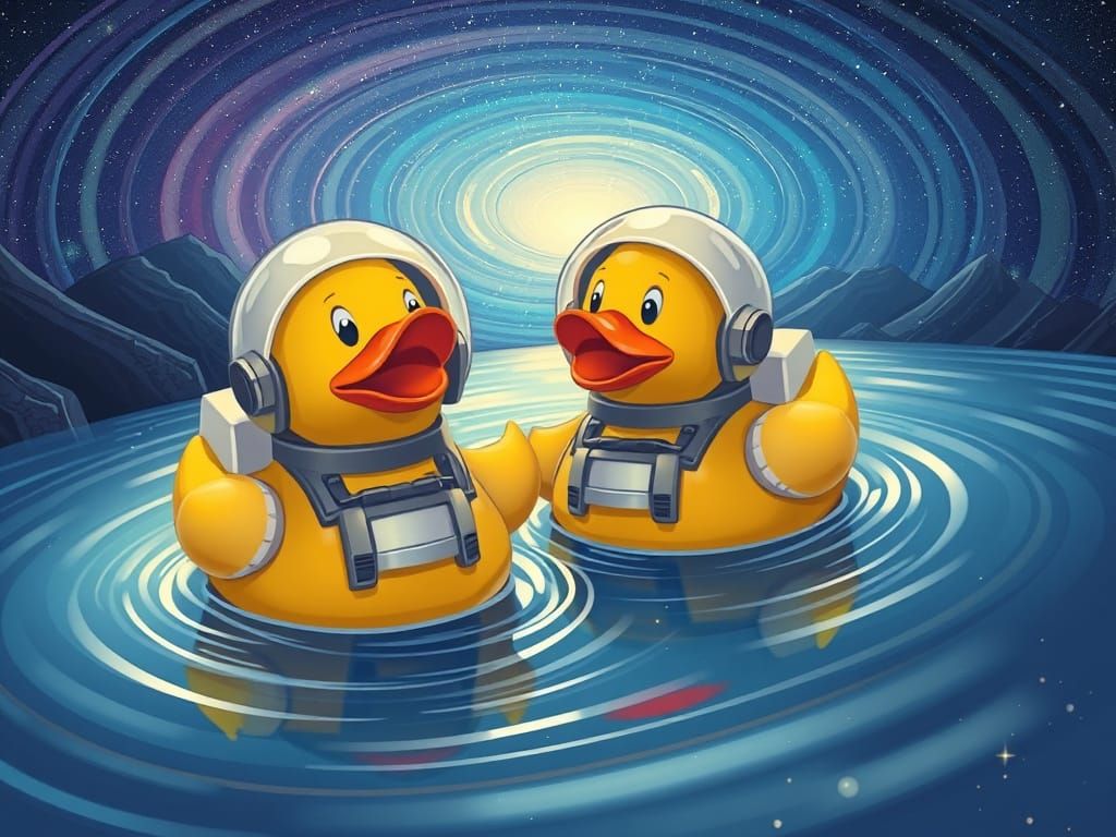 Rubber Ducks in Astronaut Suits Swim in a Cosmic M... - AI Art
