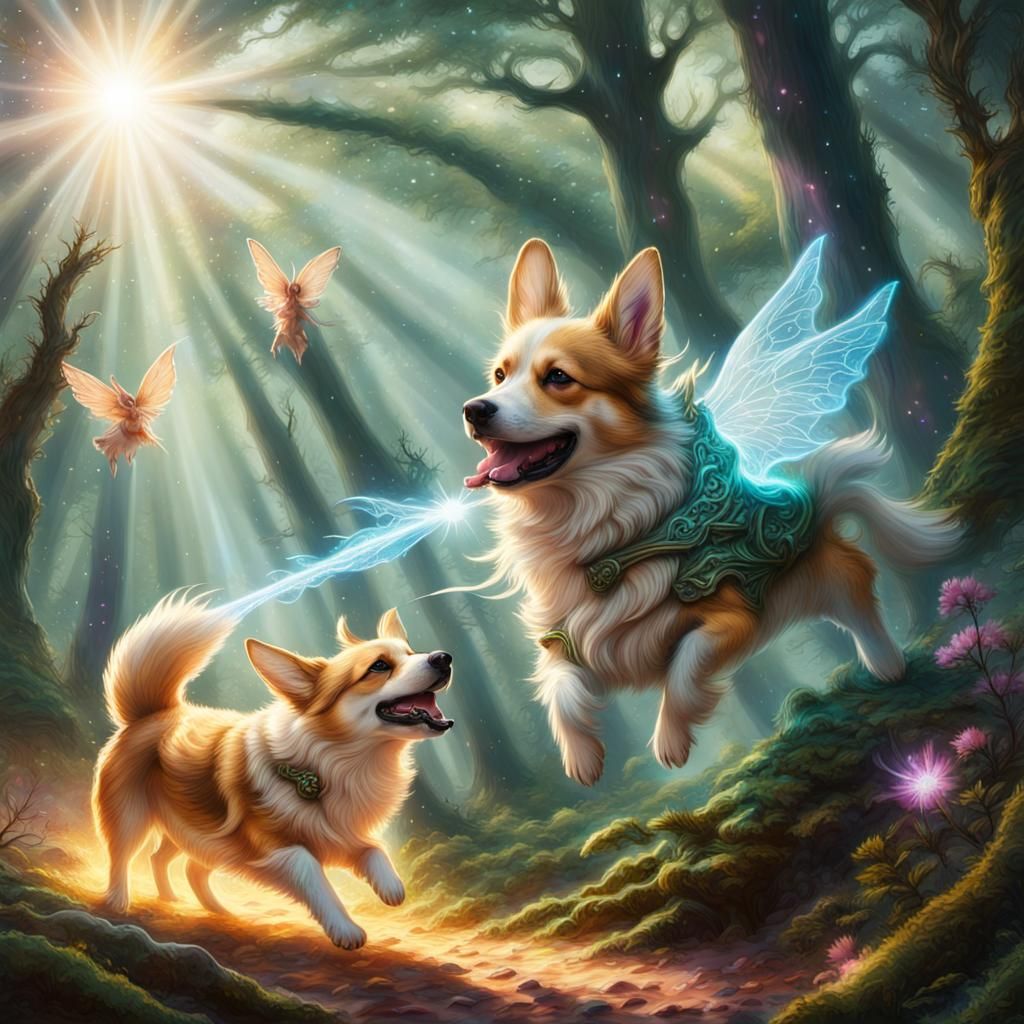 Fairy Dogs - AI Generated Artwork - NightCafe Creator