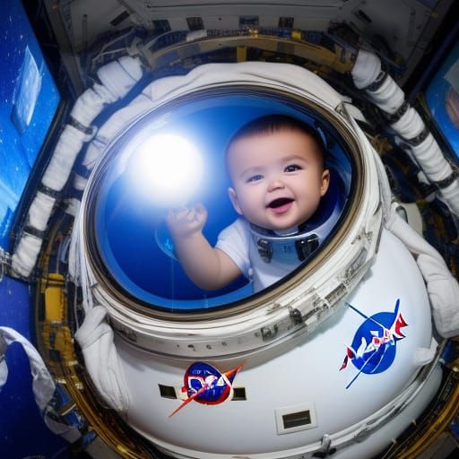 baby nasa pilot in space vessel, Professional photography, bokeh ...