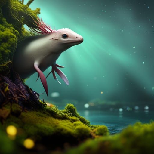 Cute axolotl in water - AI Generated Artwork - NightCafe Creator