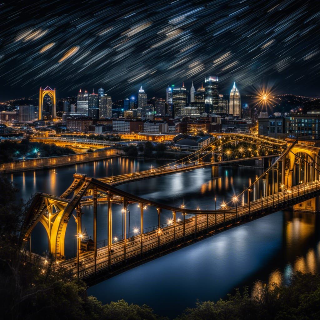 Starry Night Over the Bridges of Pittsburgh - AI Generated Artwork ...