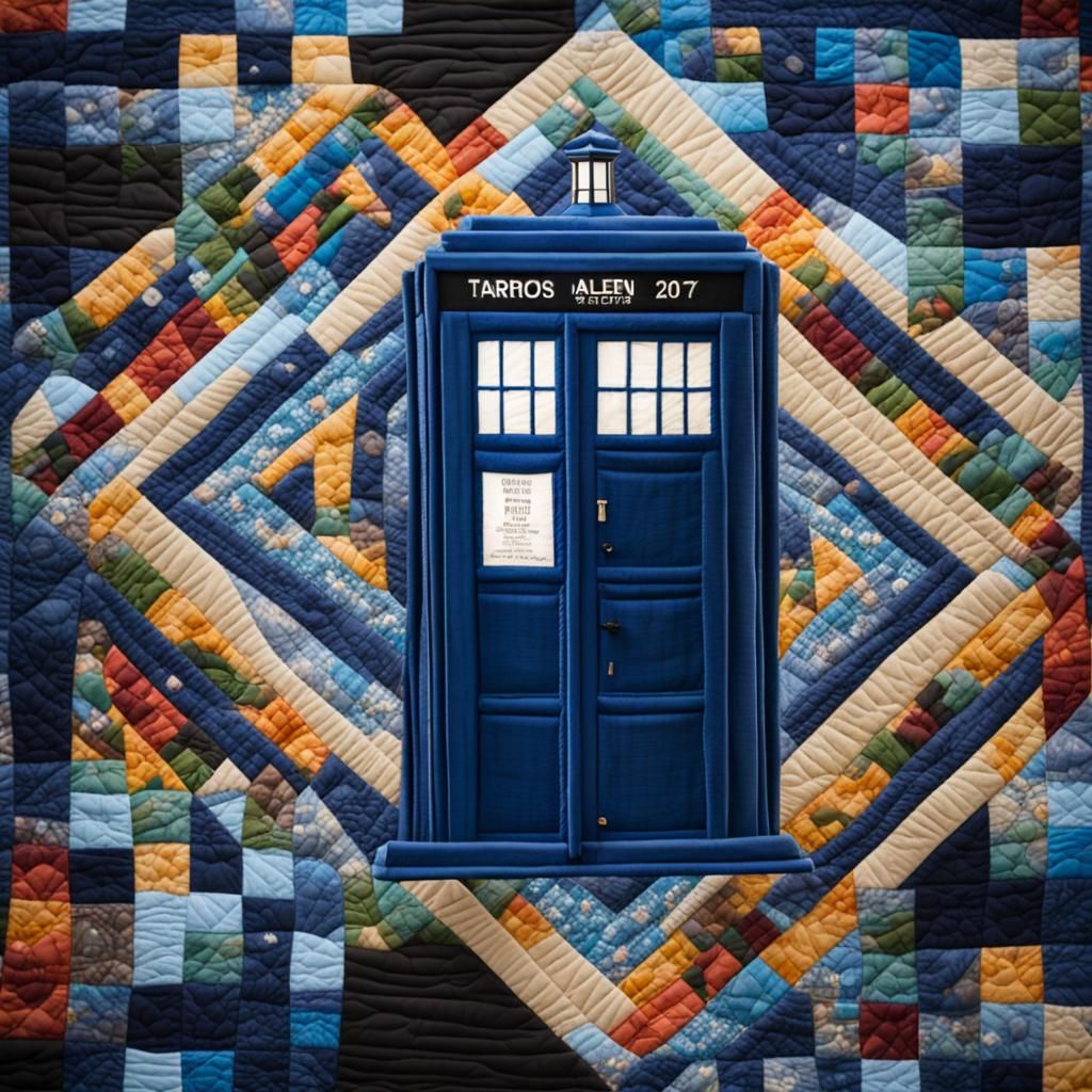 A quilt showing the TARDIS on an alien planet - AI Generated Artwork ...