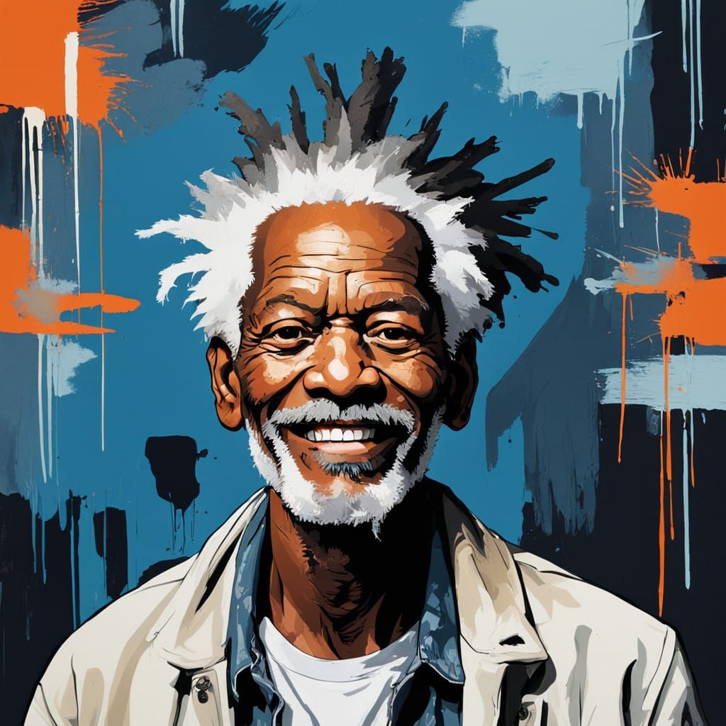 Gritty Portrait of a Weathered Gentleman in Abstra... - AI Art