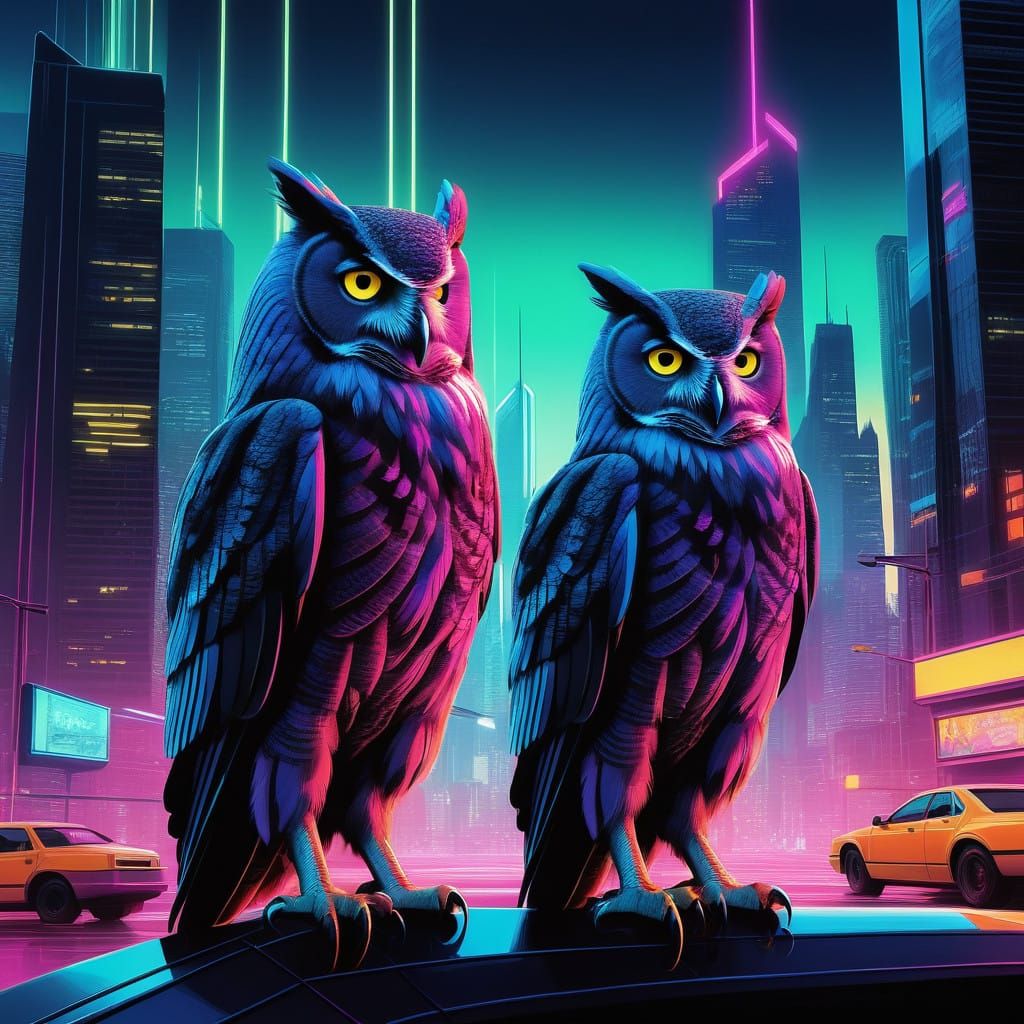 Owls vs cats - Fierce Owls Standoff Against Sleek Black Cats...