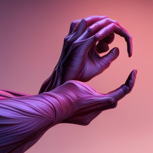 Disembodied hand tied to pink mesh fabric - AI Generated Artwork ...