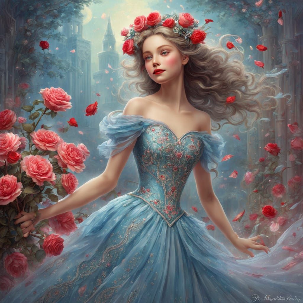 Elegant Russian Lady in Whimsical Fantasy Setting - AI Art