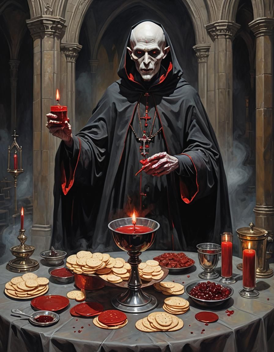 dark gothic creepy horror demonic black and blood red cathedral incense ...