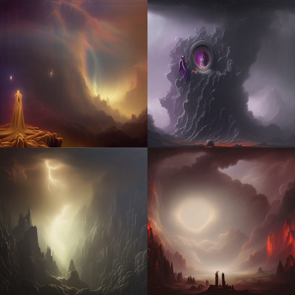 A mystical scene depicting {{number}} enigmatic figures, a {{character ...