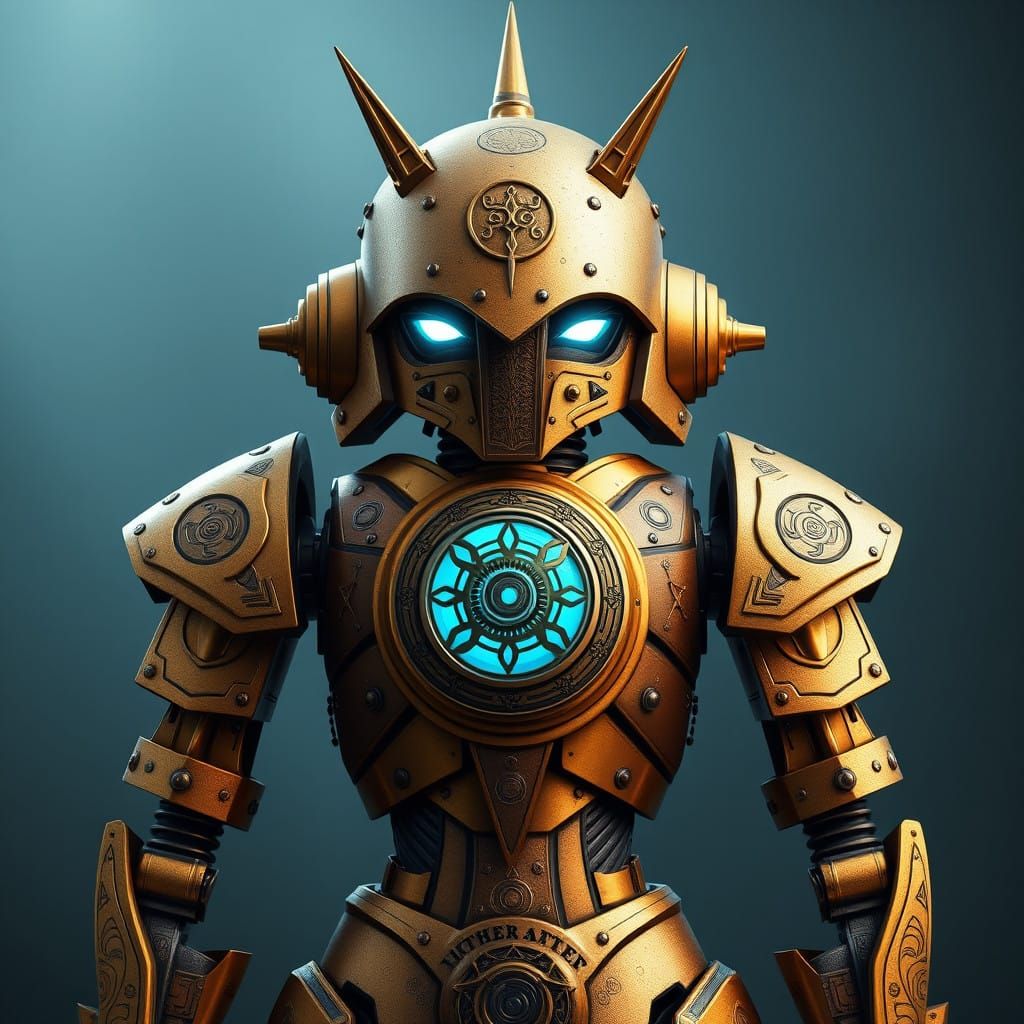 Golden Dwemeri Clockwork Courier - AI Art