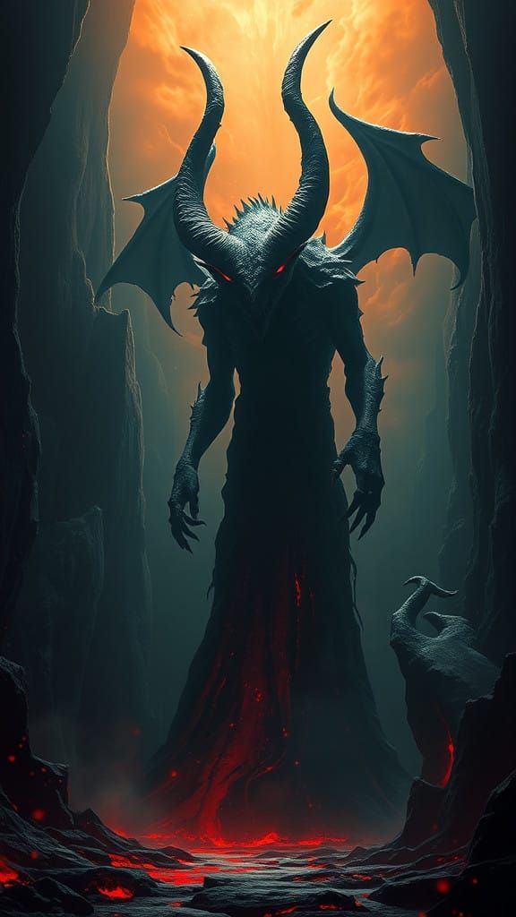 Surreal Demon Emerges from Liminal Space into Fier... - AI Art