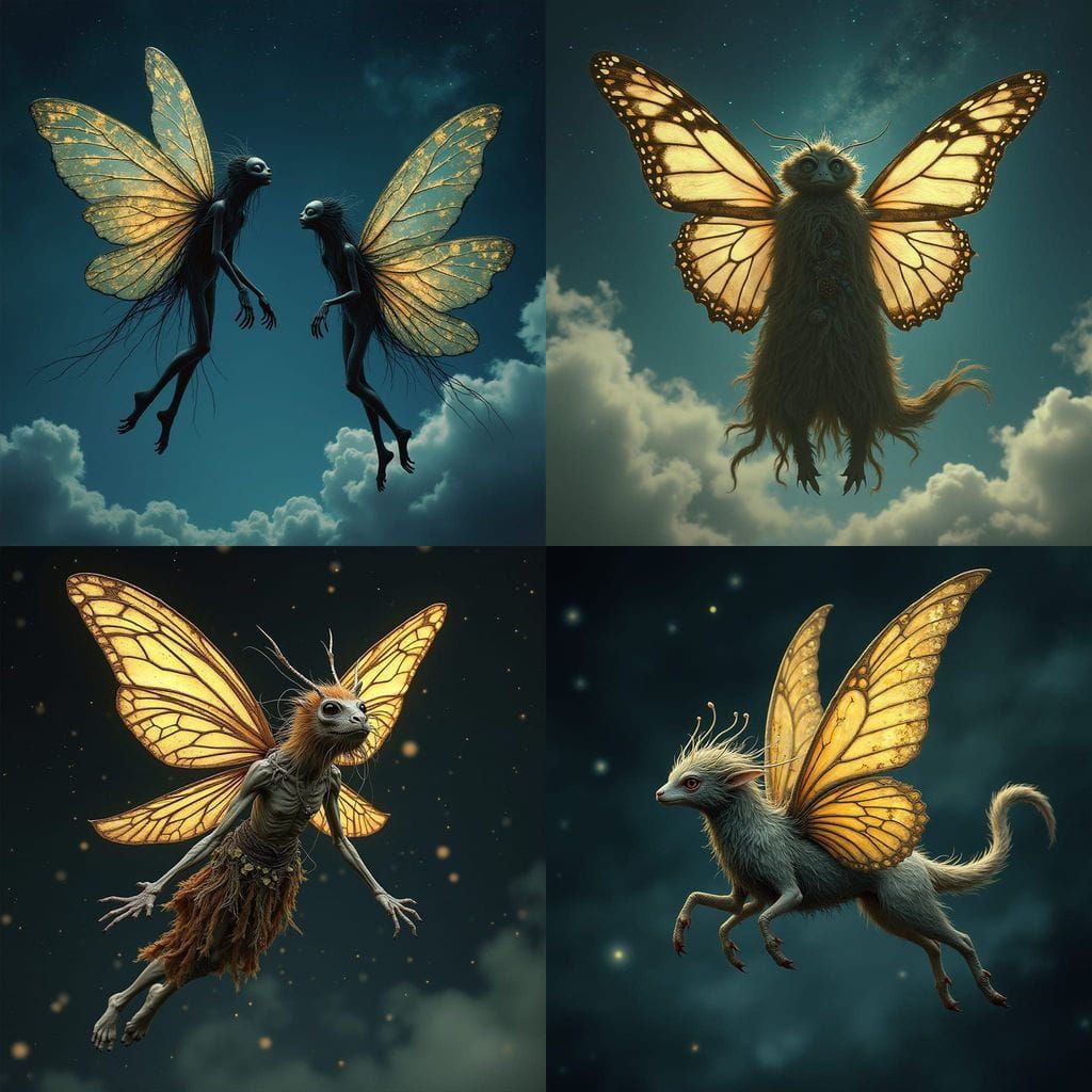 Celestial Creatures Soar in the Starry Night Sky w... - AI Art