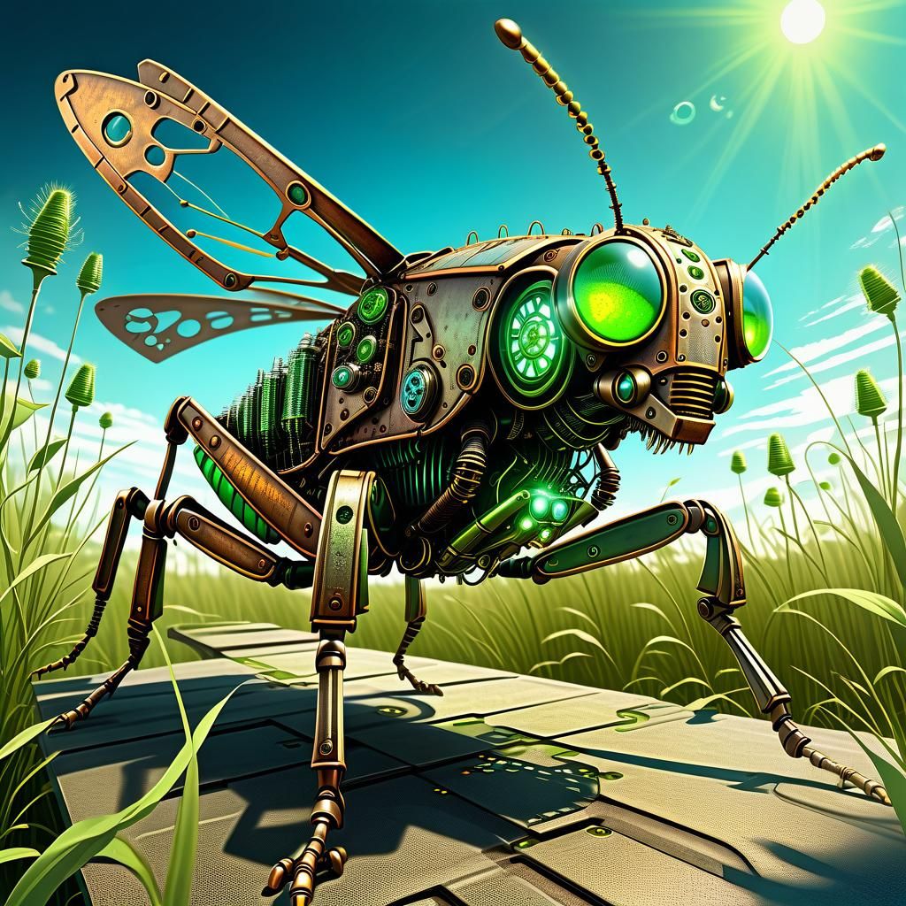 Grasshopper Biopunk Cyborg. - AI Generated Artwork - NightCafe Creator
