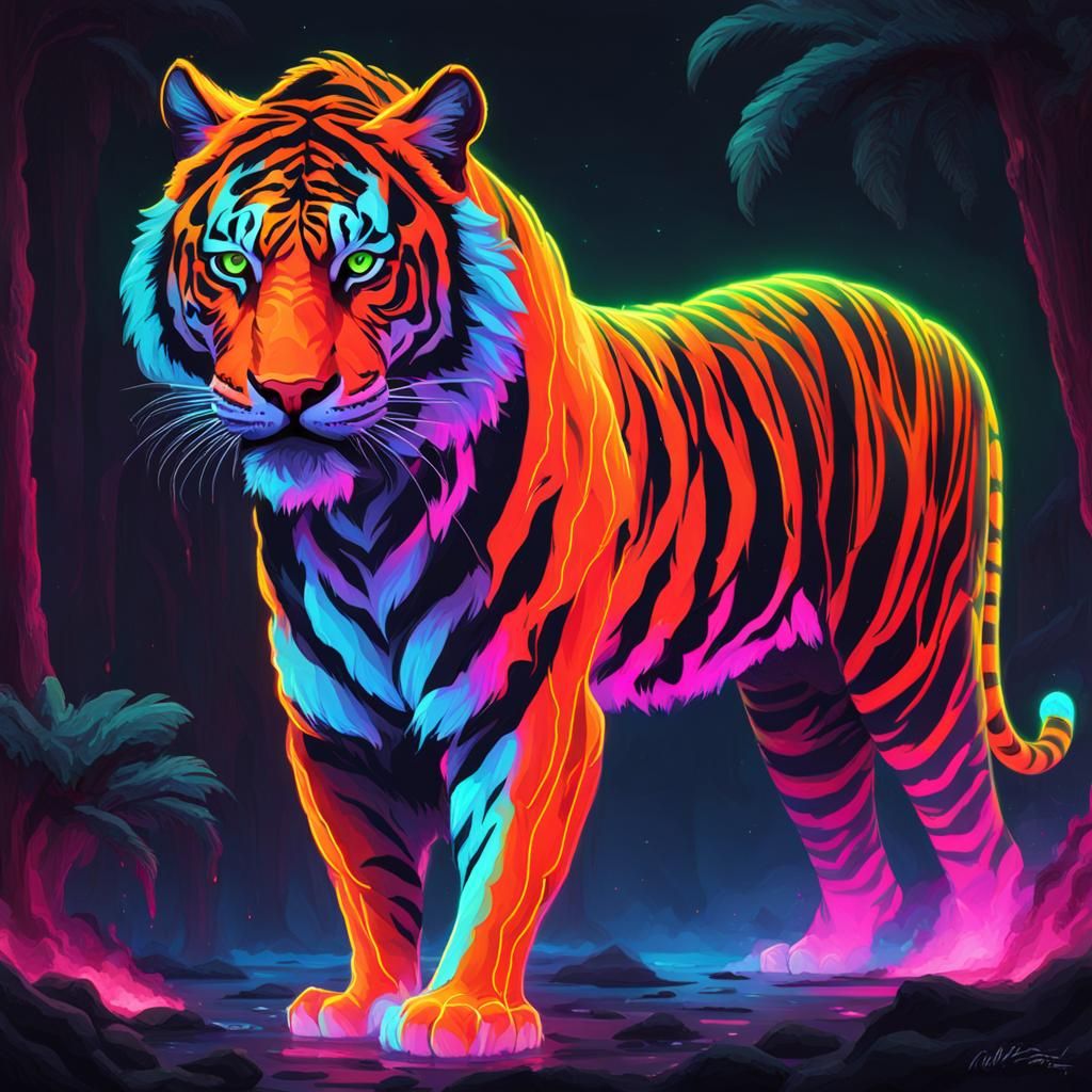 Neon lava tiger - AI Generated Artwork - NightCafe Creator