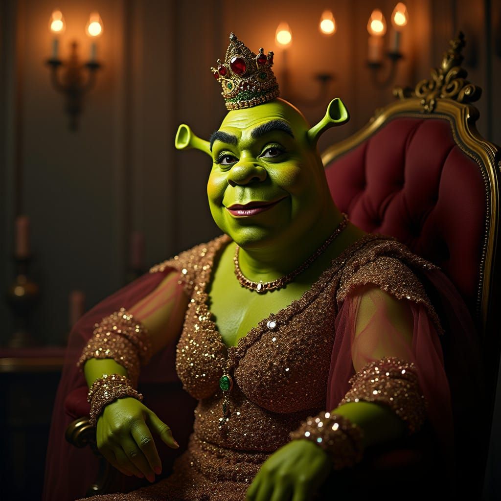 Shrek Reigns Supreme in Opulent Drag Queen Portrai... - AI Art
