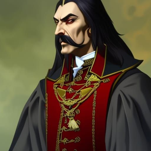 Oil painting of Vlad Dracula the Impaler in Victorian gentleman's ...