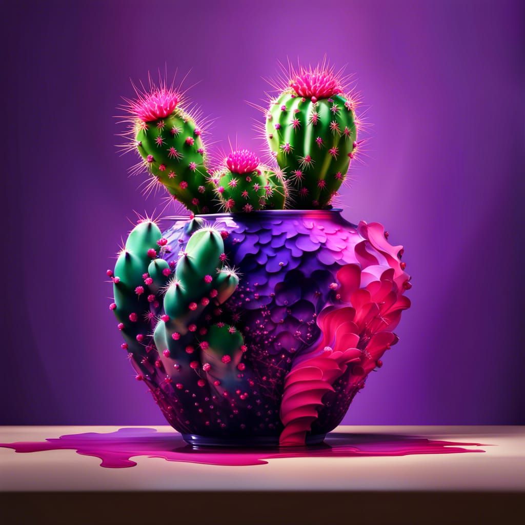 Cacti Vase - AI Generated Artwork - NightCafe Creator