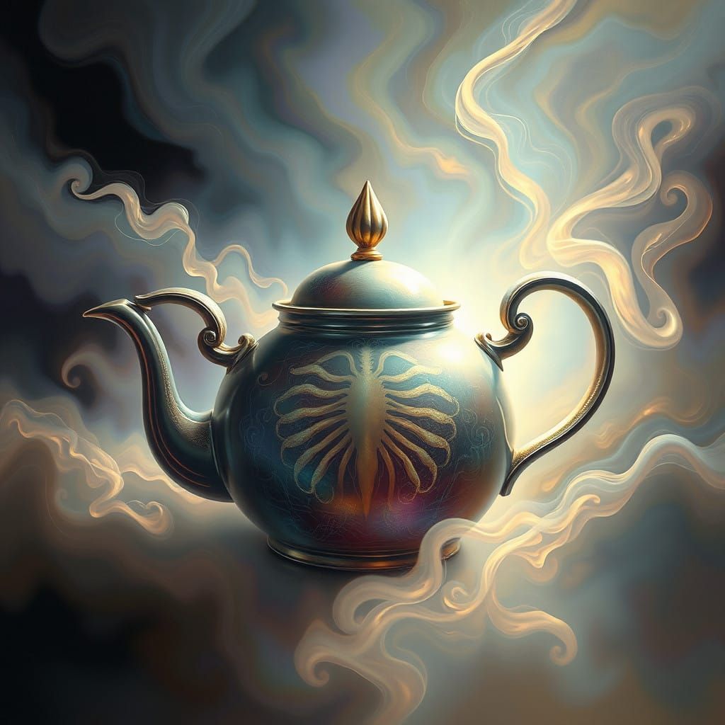 Ethereal Teapot in a Swirling Vortex of Iridescent... - AI Art