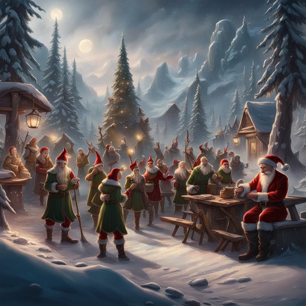 Elves going on strike at the North Pole. - AI Generated Artwork ...