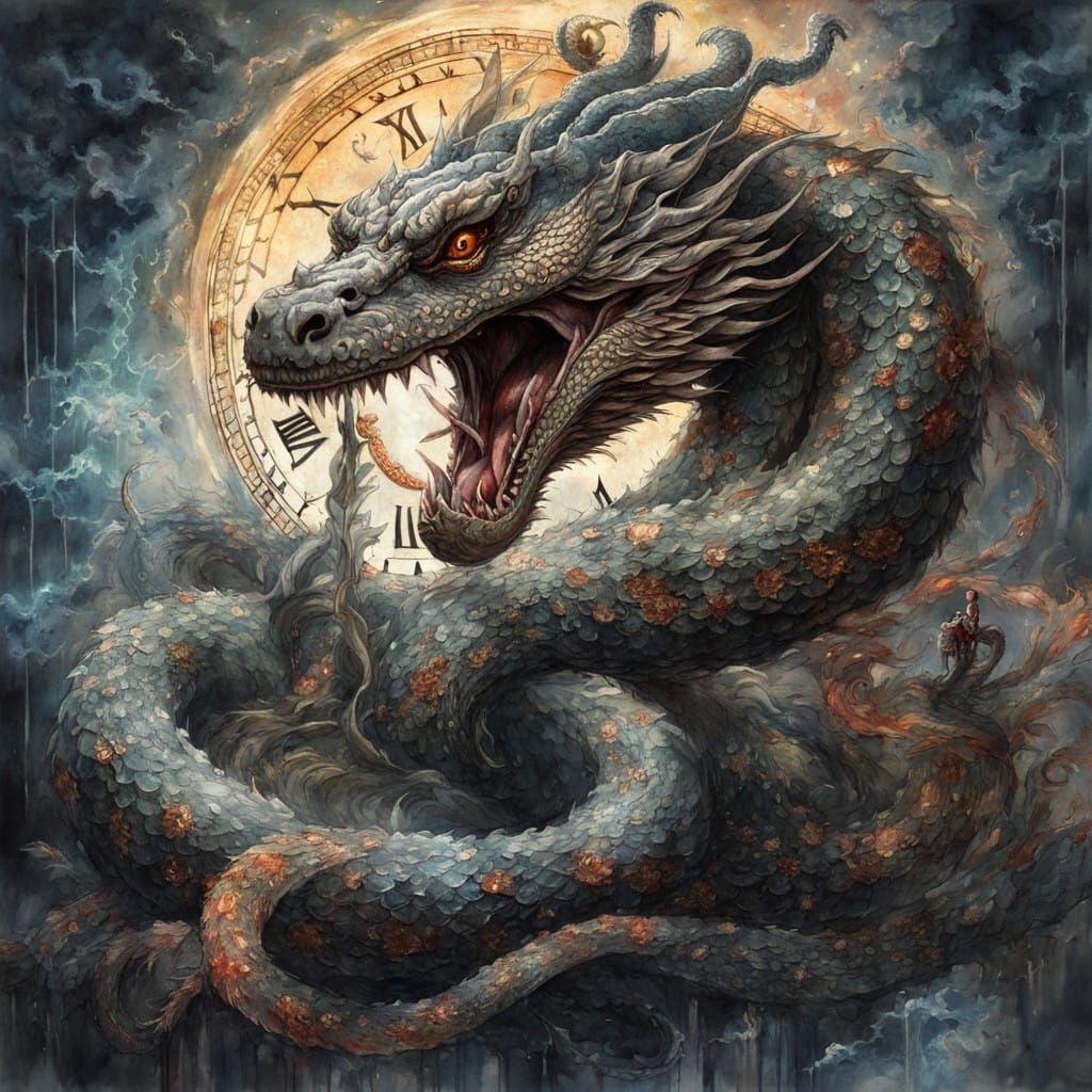 Year of the Snake devouring Year of the Dragon