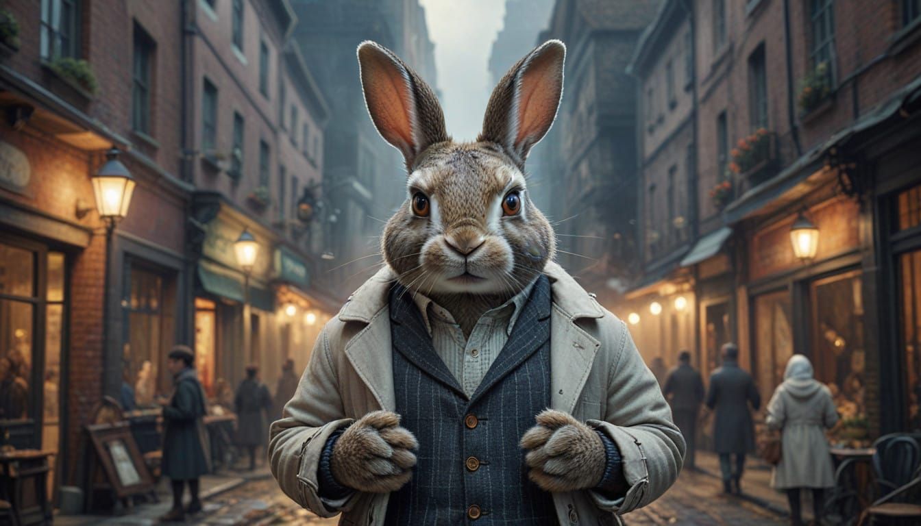 Mr. Rabbit🐇 - Anthropomorphic Rabbit Portraits in Vivid Det...