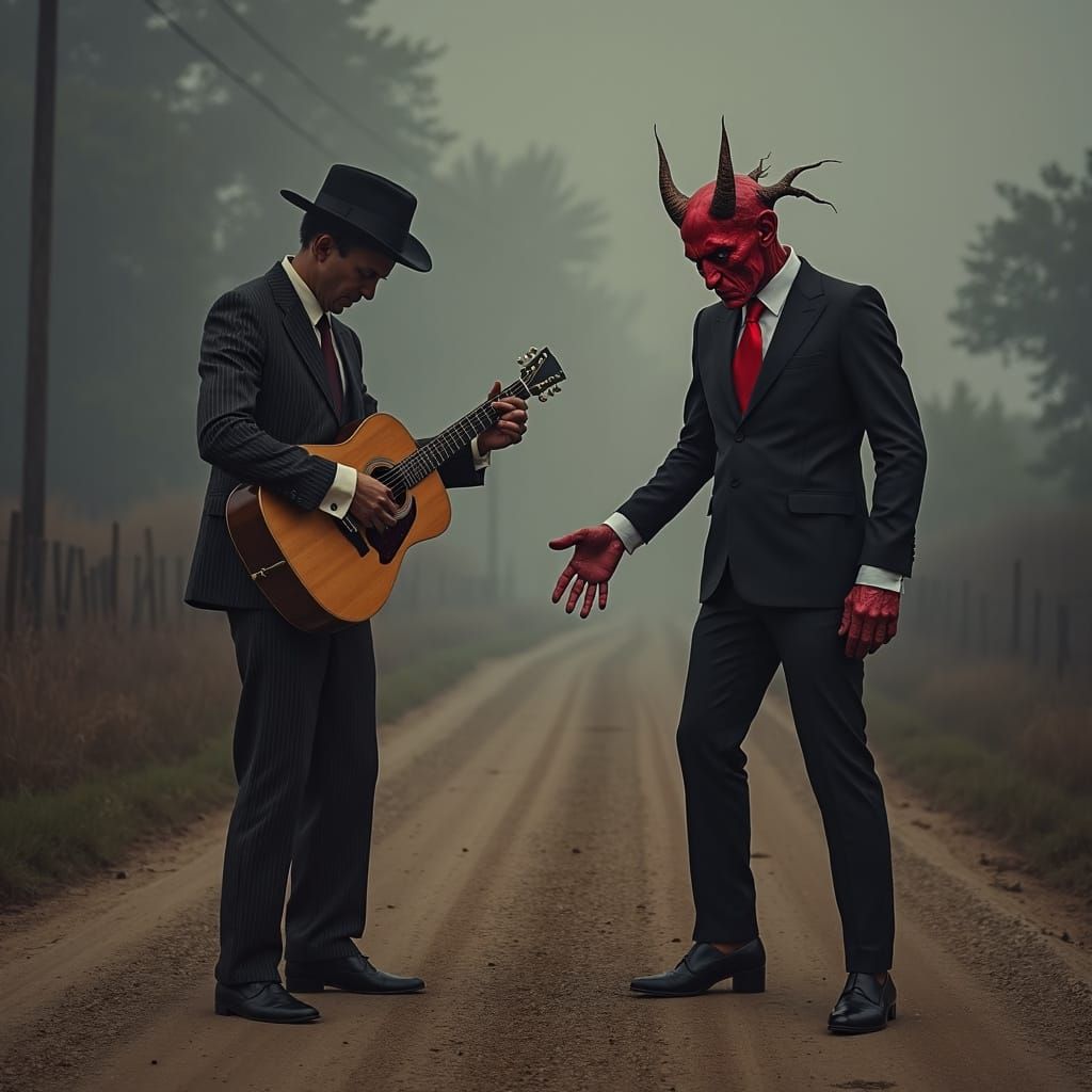 Robert Johnson making the deal at the crossroads