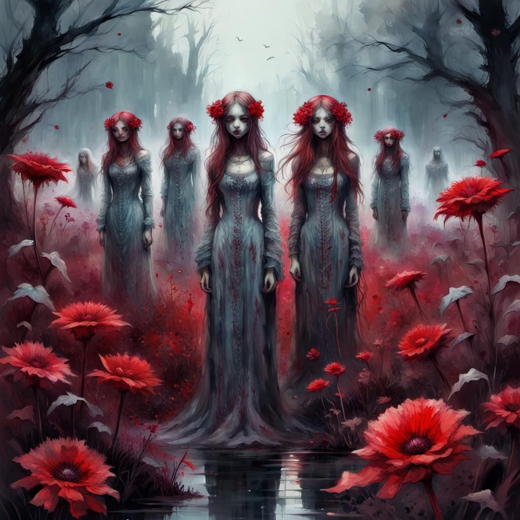 Standing in a Field of Red - AI Generated Artwork - NightCafe Creator