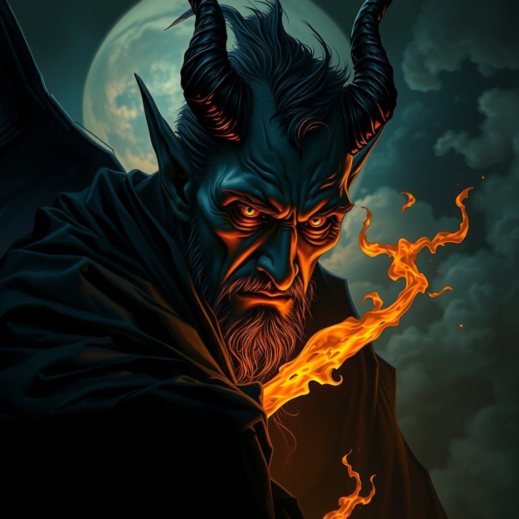 dark unsettling painting of Lucifer 8k resolution concept art portrait ...