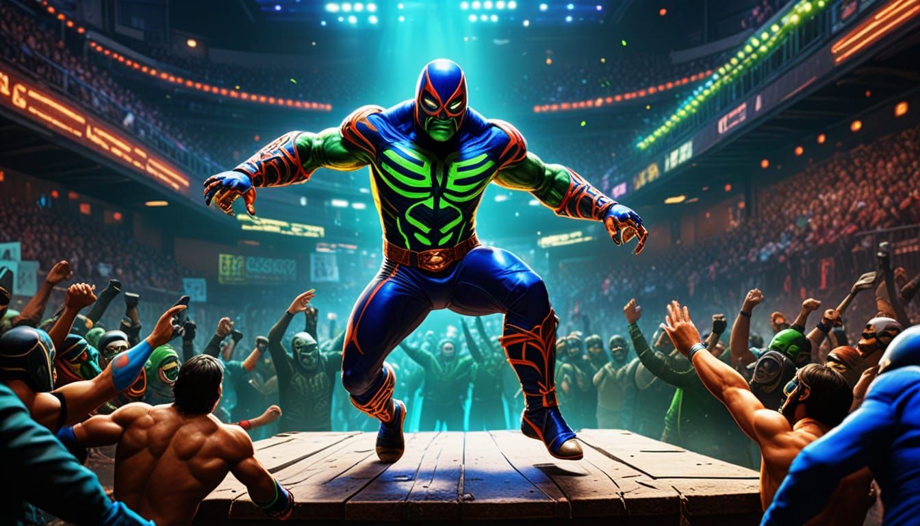 alien-wrestling,lucha libre style - Alien Wrestlers in Lucha...