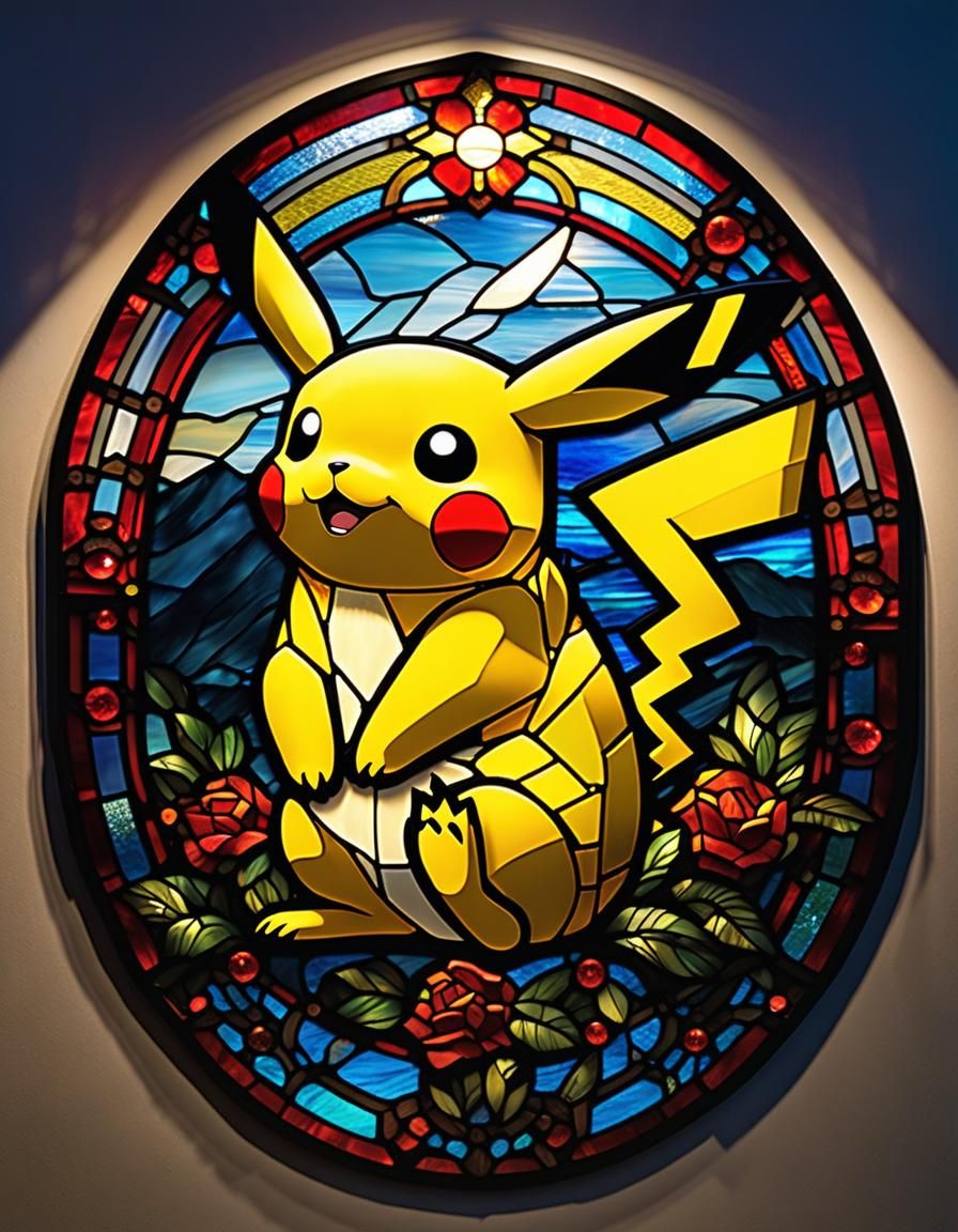 Stunning stained glass of a Pikachu - AI Generated Artwork - NightCafe ...