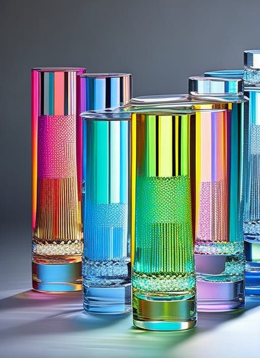 Lead crystal cut-glass vase, refractive index 1.7 dispersion 0.06 ...