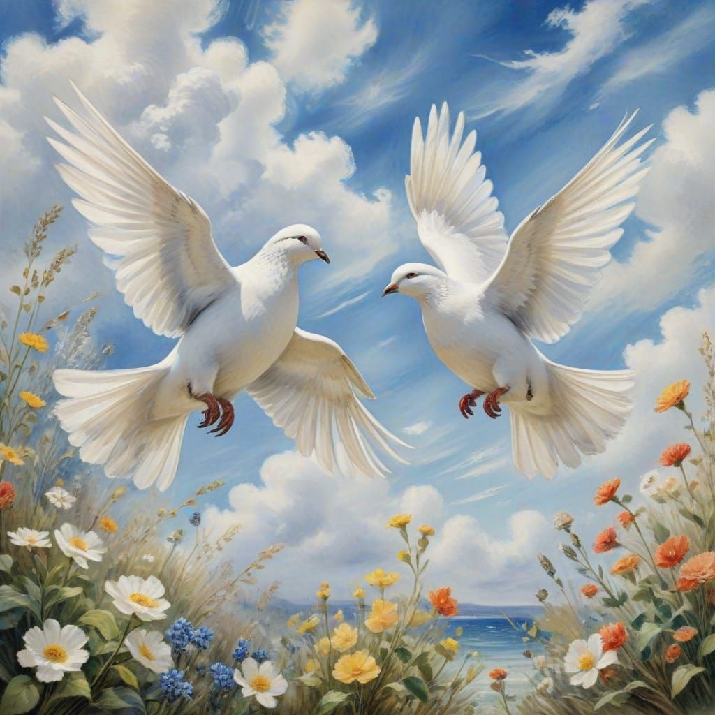 Two doves' peace and harmony - Peaceful Doves in Impressioni...