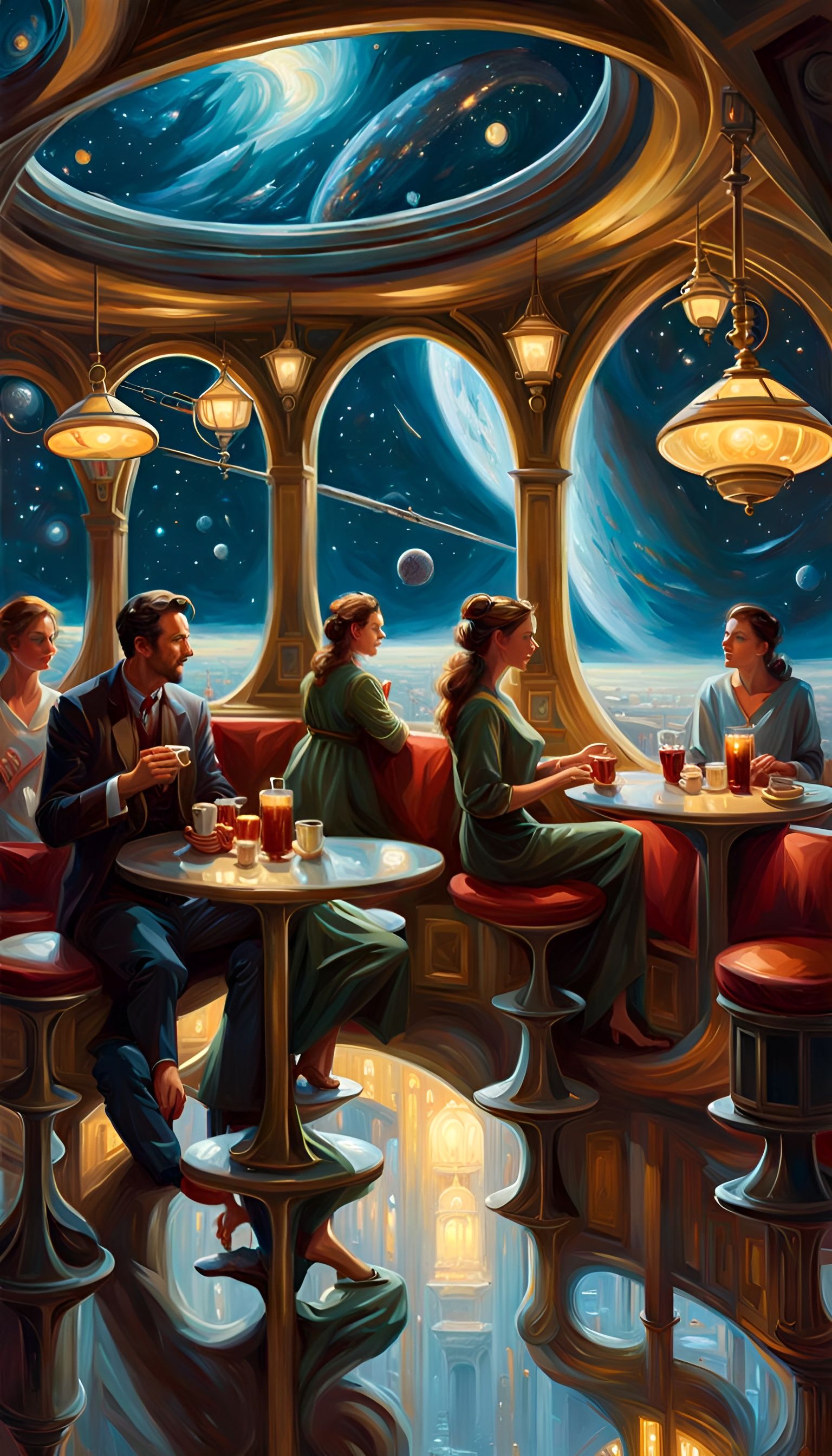 Interstellar Cafe: Where Coffee Meets the Cosmos - AI Generated Artwork - NightCafe Creator