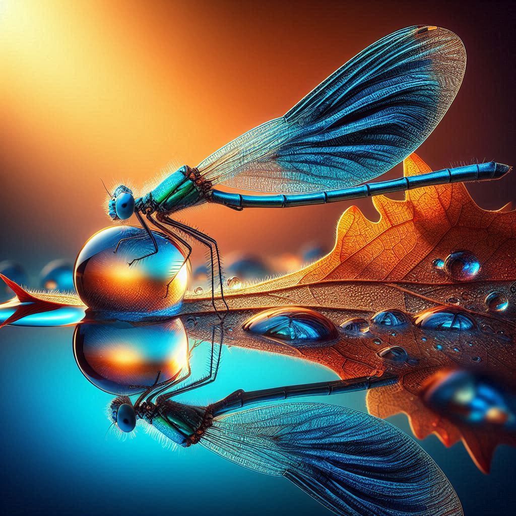 Dragonfly reflection - AI Generated Artwork - NightCafe Creator
