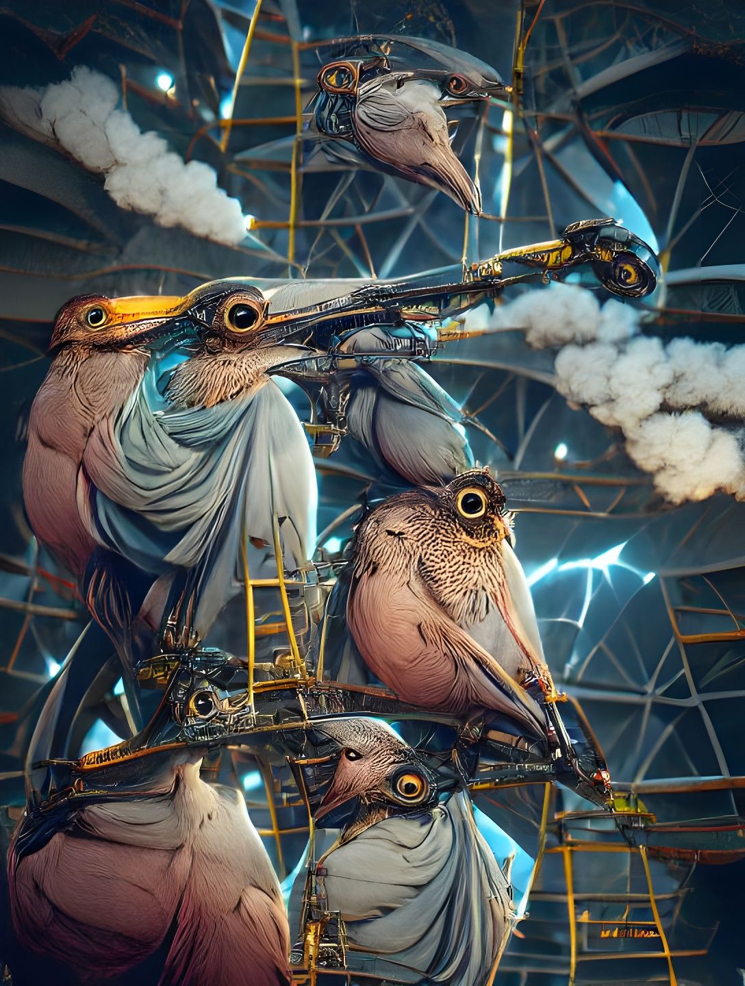 Mech birds of Samaria - AI Generated Artwork - NightCafe Creator