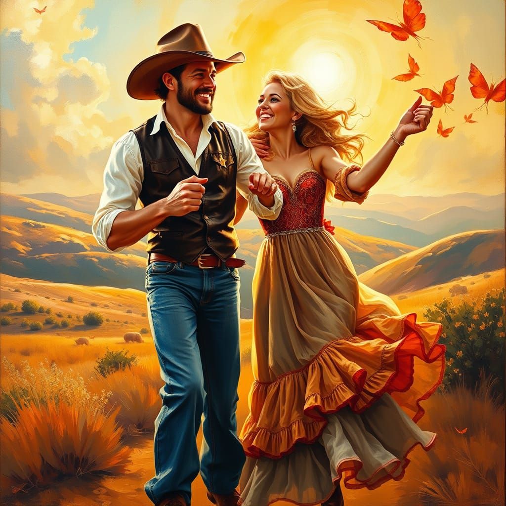 The Walk - Joyful Cowboy Scientist Swings with Radiant Partn...