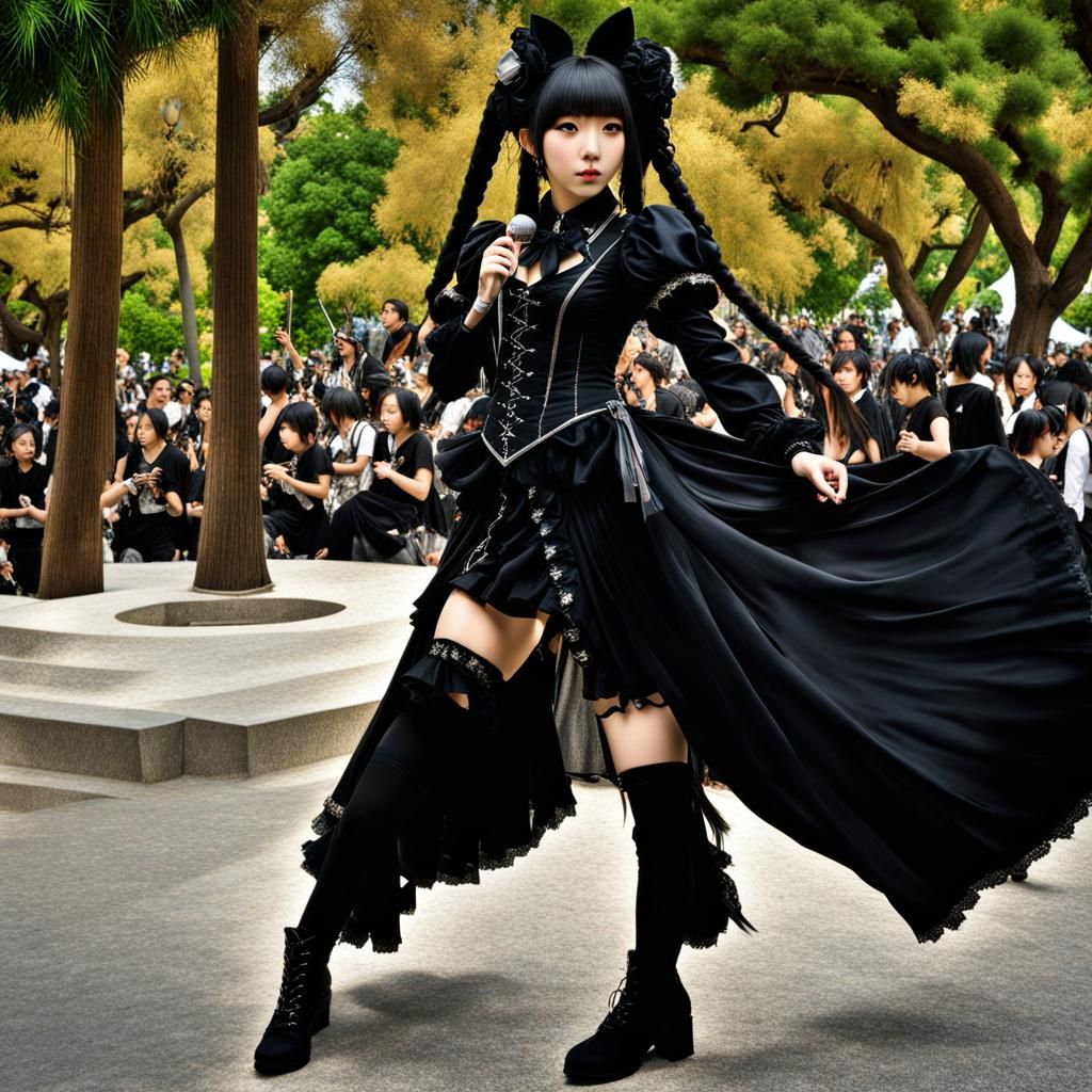 Gothrori idol singing it out on Los Angeles - AI Generated Artwork ...