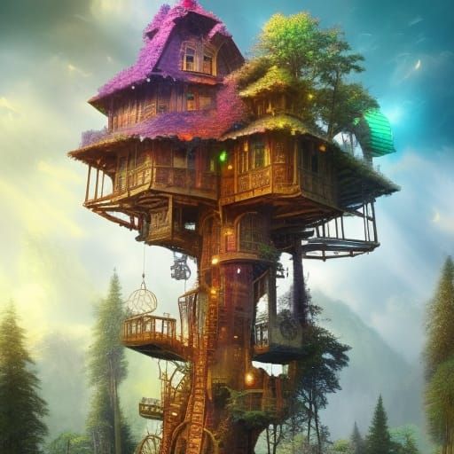 Treehouse - AI Generated Artwork - NightCafe Creator
